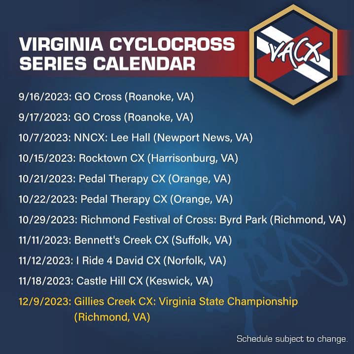 Virginia Cyclocross Series Schedule Announced! - Virginia Cyclocross Series